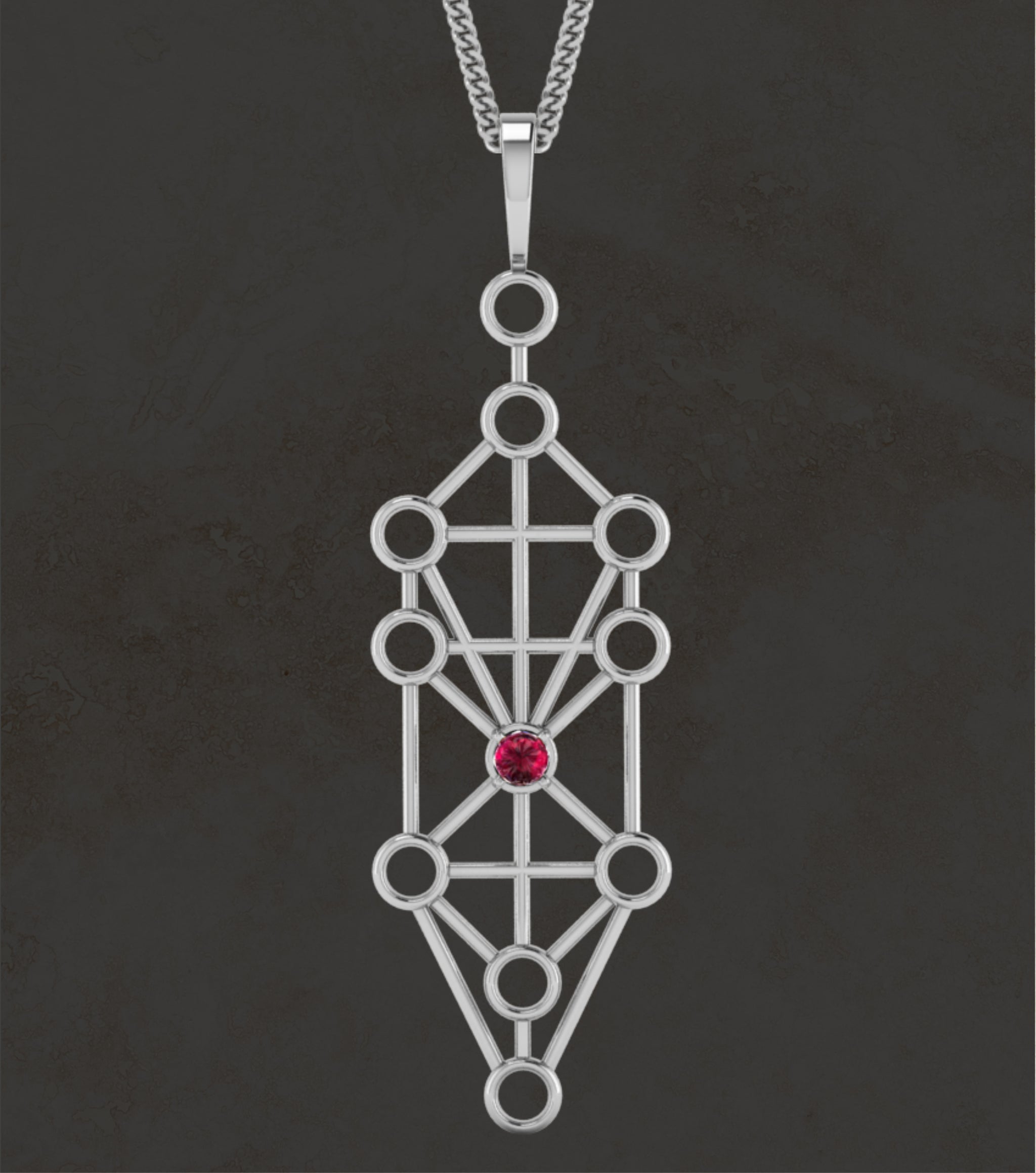 Silver Paut Neteru Tree of Life Pendant with gemstone