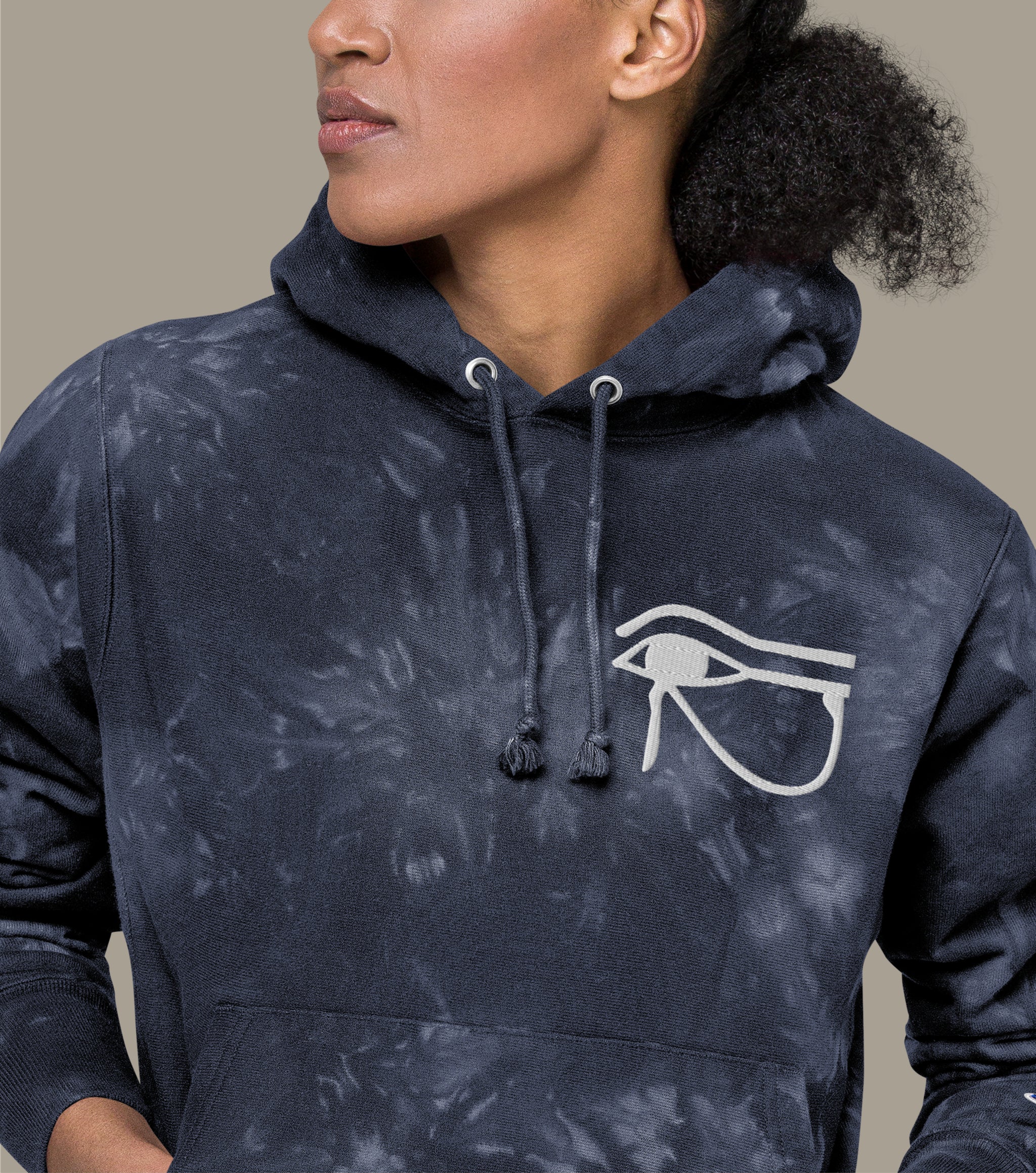 Unisex Small Embroidery Utchat Tie-dye Hoodie